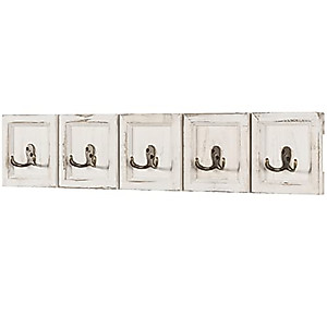 Rustic Wall Mounted Coat Rack with 5 double hanging hooks. Overall Size is 30.5"x6". Use as coat rack, hat organizer, key holder. Perfect for Entryway, Mudroom, Kitchen, Bathroom, Hallway, Foyer