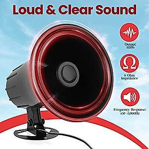 Pyle All-Weather Mono Trumpet Horn Speaker - 5” Portable PA Speaker with 8 Ohms Impedance & 25 Watts Peak Power - 180 Degree Swiveling Adjustable Bracket for Easy Maneuverability - Pyle PSP8