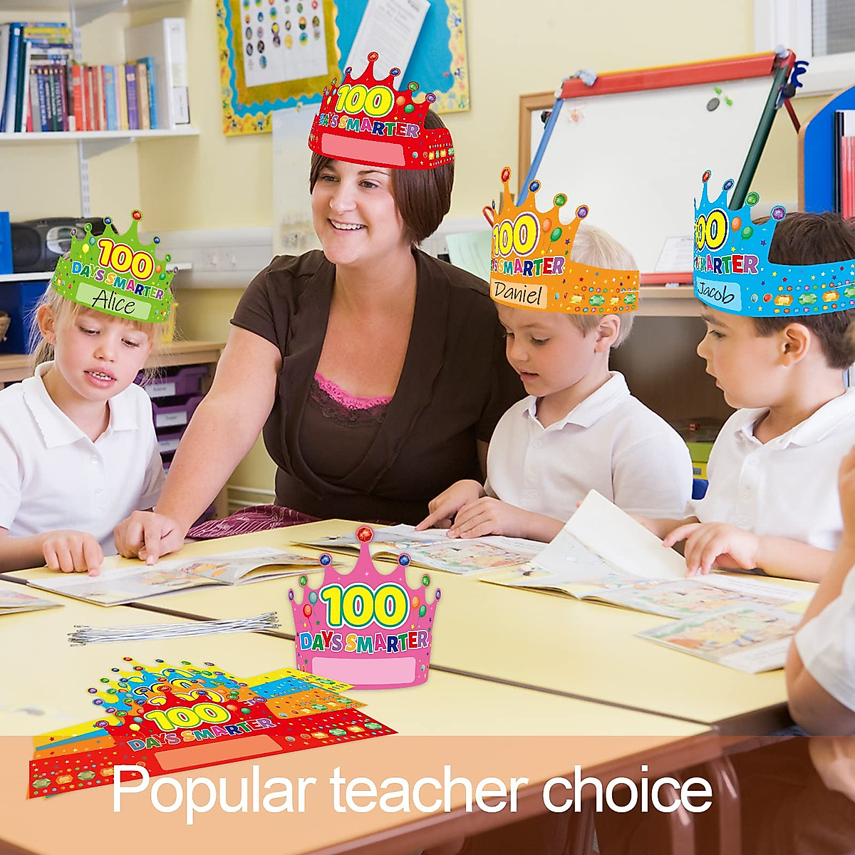 Fancy Land 36 Packs 100 Days Paper Crowns 100th Day of School Crowns for Classroom Supplies