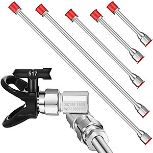 Lanties 8 Pieces Airless Paint Sprayer Gun Tip Extension Pole Rod Set for Airless Spray Gun Painting with Swivel Joint Reversible Spray Tips and Nozzle Tip Guard Protector (8,12,20,30,39 Inches)