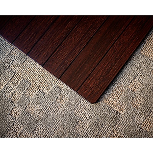 Anji Mountain Bamboo Roll-Up Chair Mat Without Lip, Dark Cherry, 48 x 72", 5mm Thick