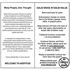 ADEPTUS 76154 8 Drawer Wide Roll Cart, Medium Pine