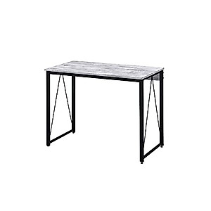 Afaris Computer Desk 35 inch Length Home Office Desk, Small Study Writing Table, Adjustable feet, Modern Furniture for Home Office, Black Metal Frame,Antique White