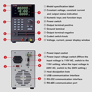 MATRIX Wide Range Programmable DC Power Supply WPS300S-80-10, 80V 10A 300W Adjustable Power Supply with 1mV/0.1mA Resolution and USB, Bench Power Supply Variable with List Output and 9 Groups Storage