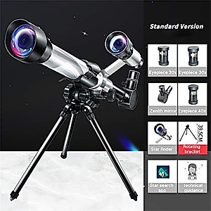 Astronomy Telescope for Kids Adults Beginners,50mm Aperture Astronomical Telescope Refractor Tripod Finder for Camping And Stargazing,Observe Moon and Planet in The Wild, Best Telescope Gift (Silver)