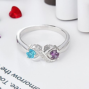 Personalized Infinity Mothers Ring with 2 Round Simulated Birthstones Engagement Promise Rings for Women (10)