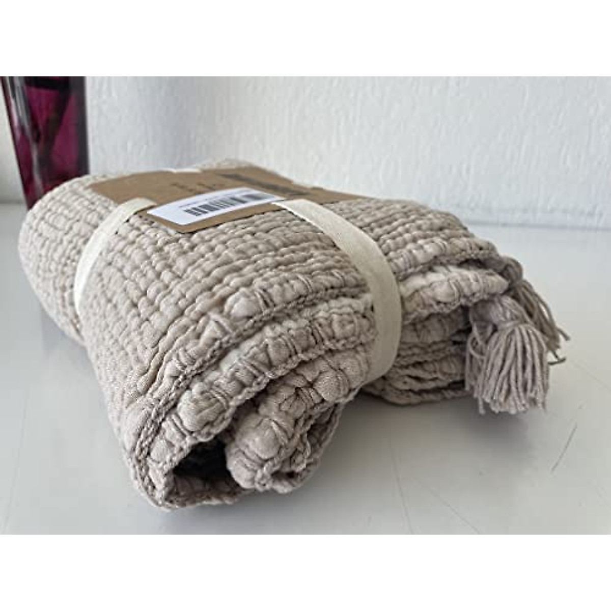 100% Cotton Muslin Throw Blanket, 4 Layers Bedspread, Soft Turkish Cotton Muslin Bed Cover, Reversible Coverlet, Mink (Throw 47x71-120x180cm)