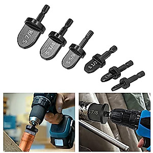 6PCs Swaging Tool Drill Bit Set Copper Aluminum Pipes Expansion Tube Expander Drill Bit Air Conditioner Maintenance HVAC Tools(Hex Shank)