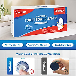 Vacplus Automatic Toilet Bowl Cleaner Tablets, Bathroom Toilet Tank Cleaner (50 PACK), VA-T165