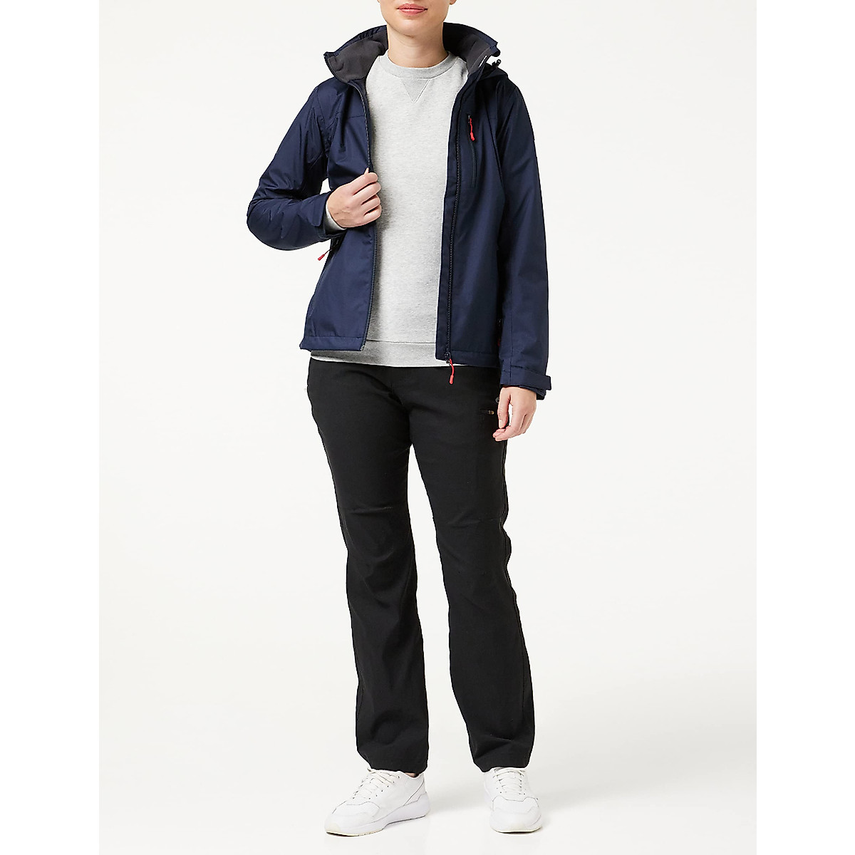 Helly Hansen Women's Crew Hooded Waterproof Windproof Breathable Rain Jacket, 598 Navy, Medium