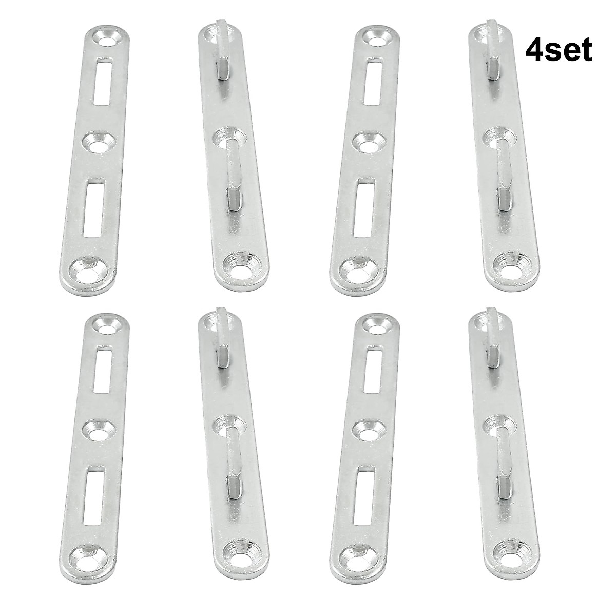 LifCratms 4 Sets Bed Rail Fasteners, 5 Inch Wood Bed Rail Connecting Fittings Thick Zinc Round Bed Hook Bed Frame Rail Hardware