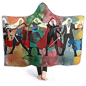Hooded Blanket Throne of Glass Series Watercolor Comfortable Throw Blankets Suitable for Sofa Blankets for Adults and Children, Bed Blankets 80" X60