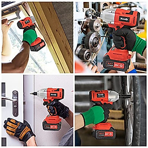 20V Cordless Impact Wrench 1/2 inch,Electric Power Impact wrenches,Brushless Motor Impact Gun,Max Torque 368 ft-lbs (500N.m) 3.0A Li-ion Battery,6Pcs Driver Impact Sockets,Gloves,Fast Charger.
