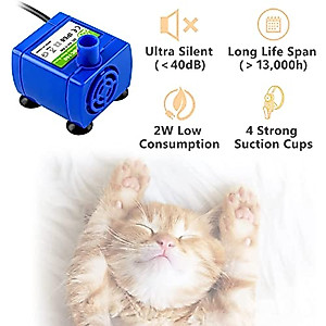 Veken Pet Fountain, 84oz/2.5L Automatic Cat Water Fountain Dog Water Dispenser with 3 Replacement Filters & 1 Silicone Mat for Cats, Dogs, Multiple Pets, Grey