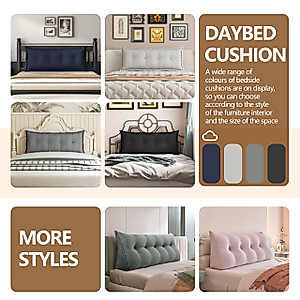 Johnear Bolster Pillow Headboard Backrest Pillow Large Daybed Cushion Lumber Back Pad Support Positioning Sofa Bed Rest Reading Pillow （Black, 76 x 3 x 20 inches）