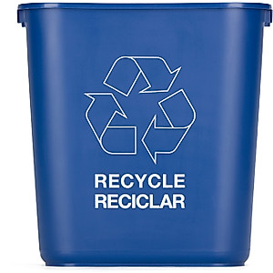 CFS 342928REC14 Plastic Recycle Deskside Wastebasket, 28 Quart, Blue
