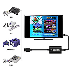 Kacenray HDMI Converter for Nintendo Gamecube NGC N64 SNES SFC 1080P Upscaler HDMI Adapter with 4:3/16:9 Aspect Ratio Switch for Nintendo Game Console