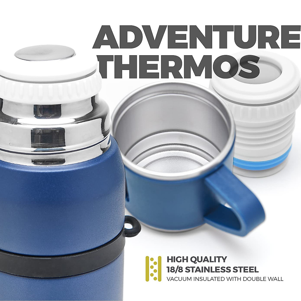 BALIBETOV Camping Thermos for Mate - Vacuum Insulated With Double Stainless Steel Wall- A Mate Thermos Specially Designed as Mate Argentino Kit that includes Bombilla and Mate Cup (Gray)