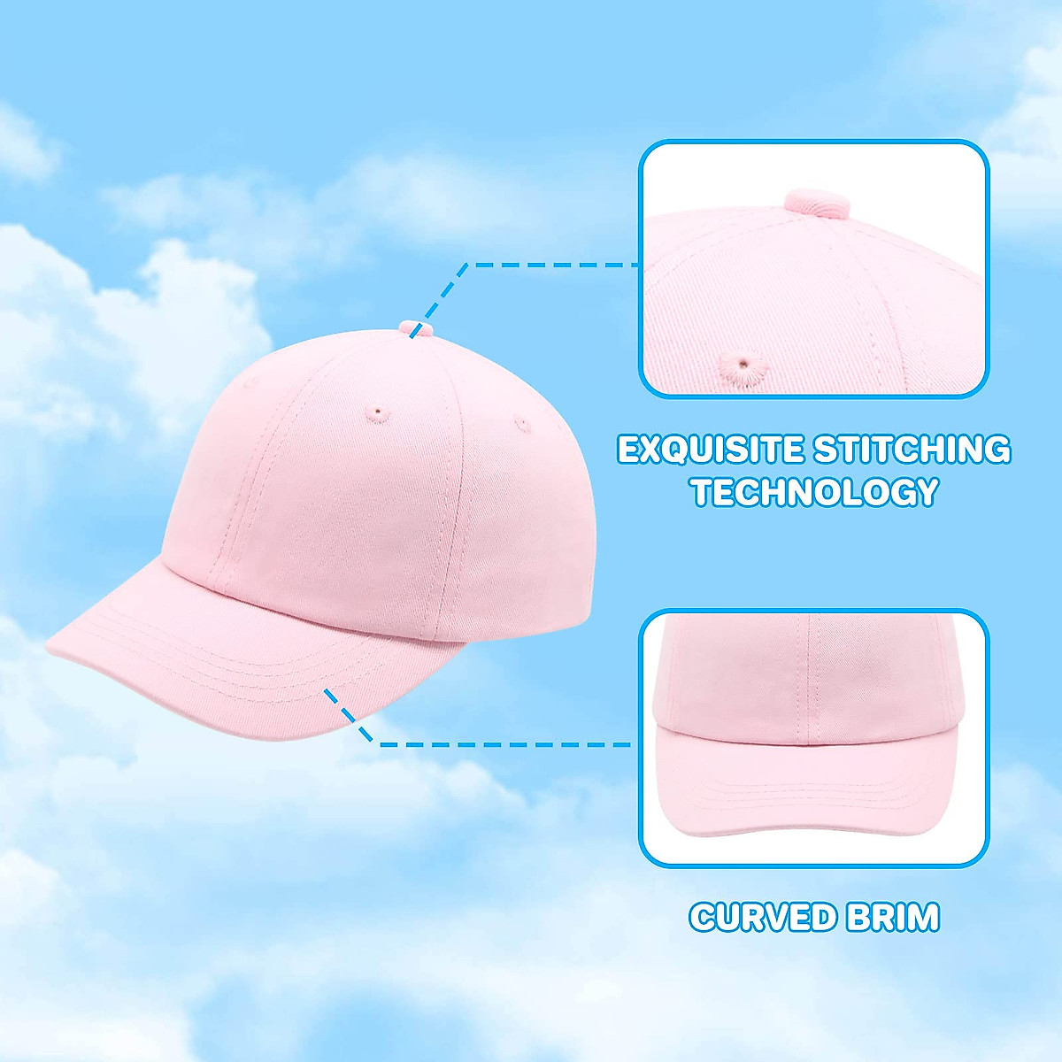 Duoyeree Kids Baseball Cap Sun Hat Adjustable Lightweight Soft Summer Beach Play Hat for Toddlers Little Boys Girls