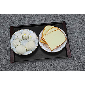 DayCount Melamine Serving Tray Large Rectangle - 14.8'' x 9.5'' Wood Grain Black Plastic Plate or Platter for Parties, Dinner, Thanksgiving, BBQ & Baking