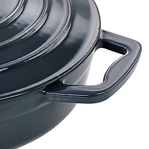 MegaChef 2 Quart Round Enameled Cast Iron Braiser Pan (Dark Blue)
