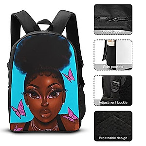 African American Girl Backpack Bookbag With Shoulder Bag Pencil Bag Set Bookbags 3pcs Set One Size