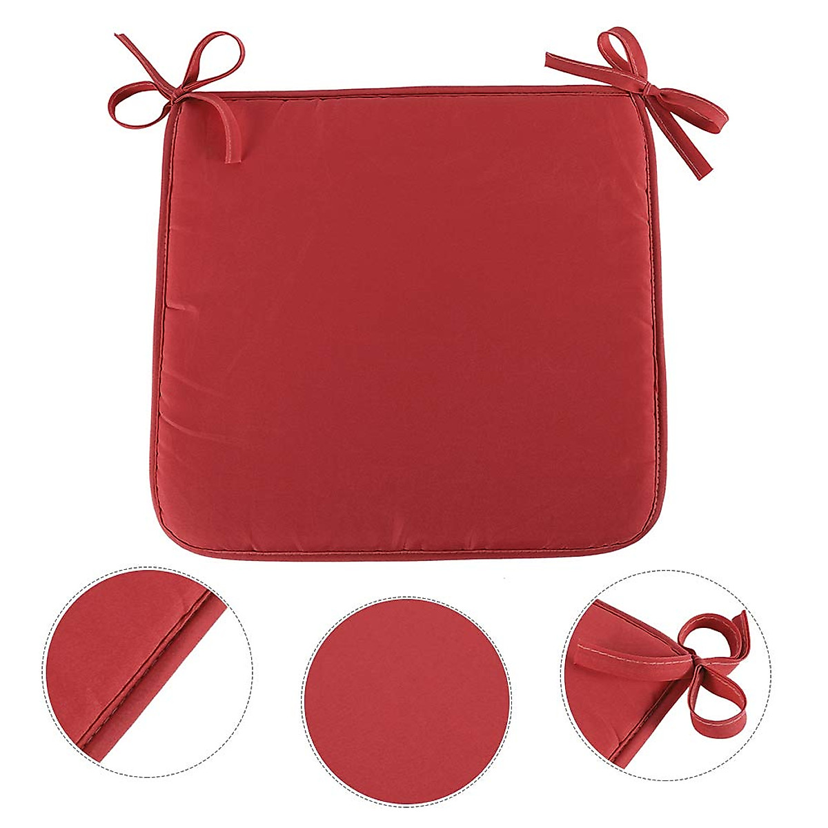 4PCS Chair Seat Pads Covers Foam Filling Pad Kitchen Seat Cushion with Ties Removable Waterproof Soft Breathable Non-Slip for Dining Living Room Office Kitchen Chair (red)