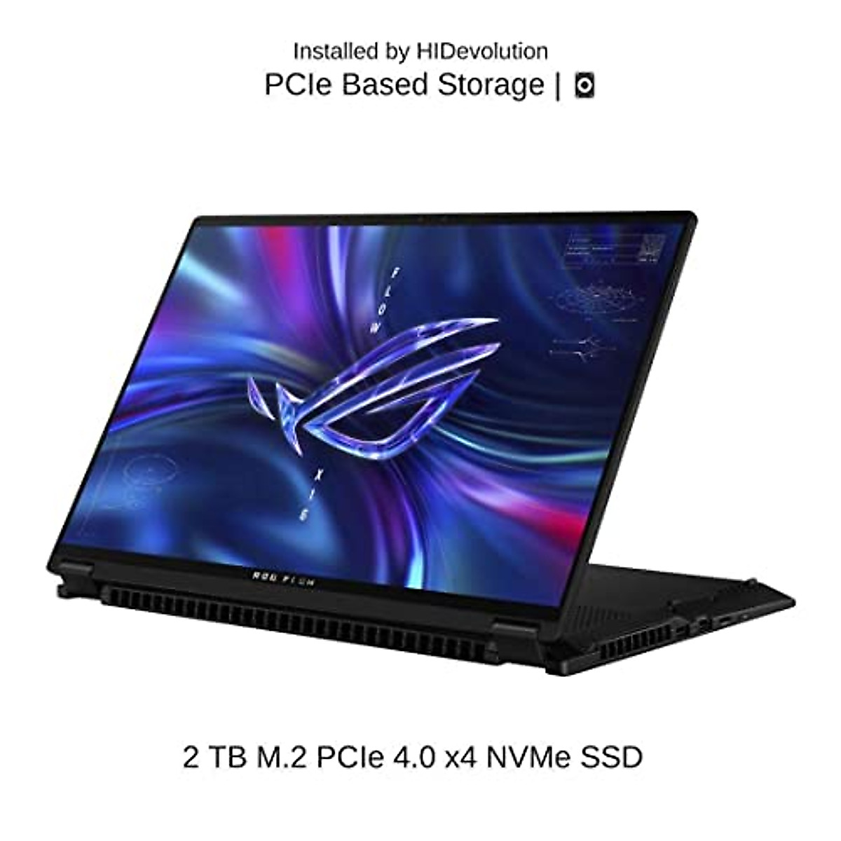 HIDevolution ASUS ROG Flow X16 GV601VI 16" WQXGA 240Hz Touch, 2.6 GHz i9-13900H, RTX 4070, 32 GB DDR5 RAM, 2 TB PCIe SSD, Windows 11 Pro