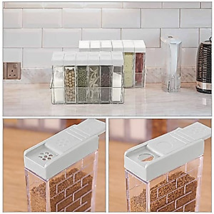 Jucaifu 6 Pcs Spice Shaker Jars, Salt and Pepper Shakers, Plastic Spice Dispenser, Salt Shakers, Seasoning Shaker Box, Condiment Set, spice containers (White)