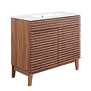 Modway Render 36" Bathroom Vanity in Walnut White