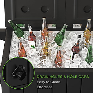 Devoko 85 Quart Rolling Ice Chest Portable Movable Dining Cart Table Cooler Outdoor PP Cart on Wheels for Patio Pool Party Cookouts BBQ Ice Bag with Bottle Opener, Black