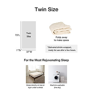 FULI Mattress Pad Infused with Restorative Japanese Onsen Minerals for Better Sleep, Rejuvenating Anti-Aging Hormesis Hot Spring Mattress Topper, Made in Japan - Twin Size (37.4" x 72.8")