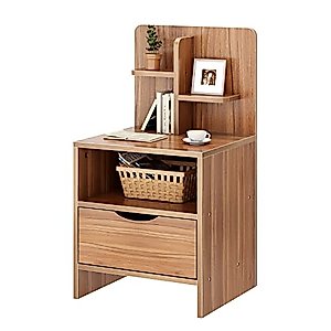sogesfurniture Nightstand with Drawers, Bedside Table Small Dresser for Bedroom Nursery Closet Living Room, End Side Table with Open Shelf, Storage Cabinet for Home Office, Oak