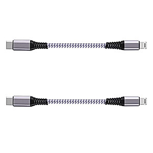 [Apple MFi Certified] Short USB-C to Lightning Cable (2Pack 8Inch), TypeC to Lightning Fast Charger Nylon Braided Fast Data Syncing Cable for iPhone/iPad/Airpods/PowerBank/ChargingStation Silver&White