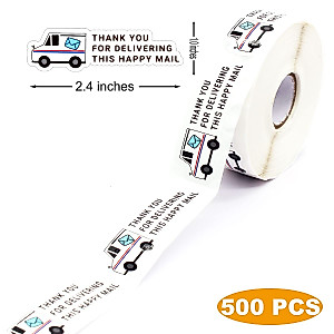 Muminglong 1.5 Inch Thank You for Delivering This Happy Mail Sticker,Mail Carrier Sticker,Happy Mail for The Postman, Mail Man,Thank You Sticker,Packaging Sticker, 500 PCS