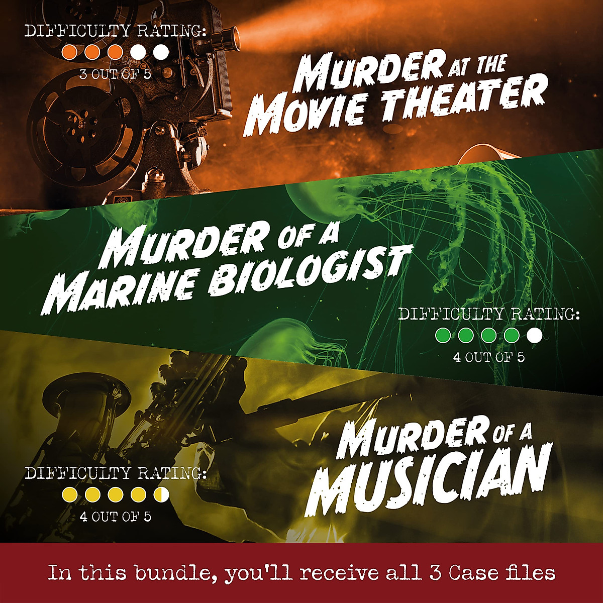 Cryptic Killers BUNDLE #1 - Unsolved Murder Mystery Game - Cold Case File Investigation - Detective Clues/Evidence - Solve The Crime - Individuals, Date Nights & Party Groups - 3 PACK