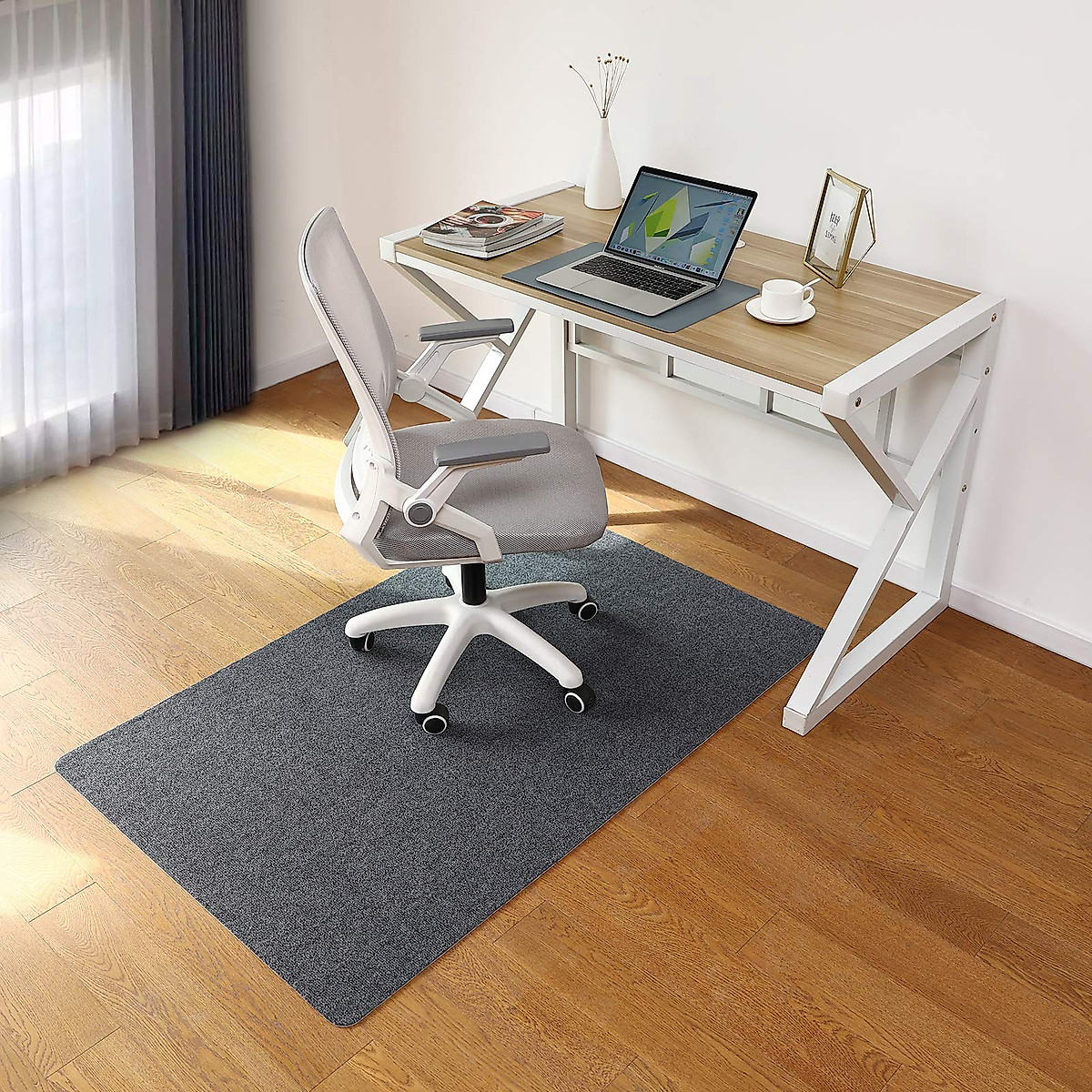 55"x35" Office Desk Chair Mat for Home Office , Upgraded Version - Computer Gaming Rolling Chair Mat, Multi-Purpose Low-Pile Hardwood Floor Protector(Dark Gray)