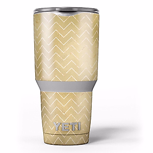 Design Skinz The Golden Surface with White Chevron - Skin Decal Vinyl Wrap Kit Compatible with The Yeti Rambler Cooler Tumbler Cups
