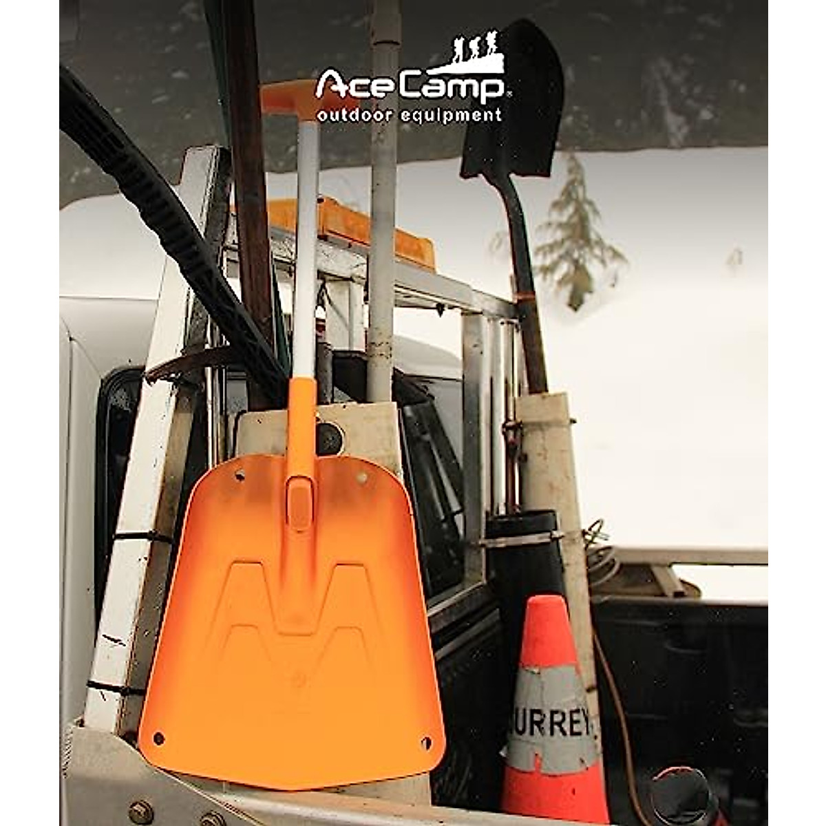 AceCamp Lightweight Collapsible Snow Shovel, Portable Adjustable Aluminum Emergency Shovel, Foldable Telescopic Winter Shovel for Car, Camping, Home