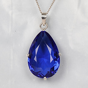 GEMHUB 80.00 Ct. Stunning Blue Topaz Oval Cut Gemstone Pendant Without Chain, Handmade Sterling Silver