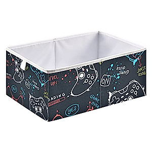 Open Home Storage Bins Foldable Cube Organizers Gamer Pattern Closet Storage Bins for stairsteps