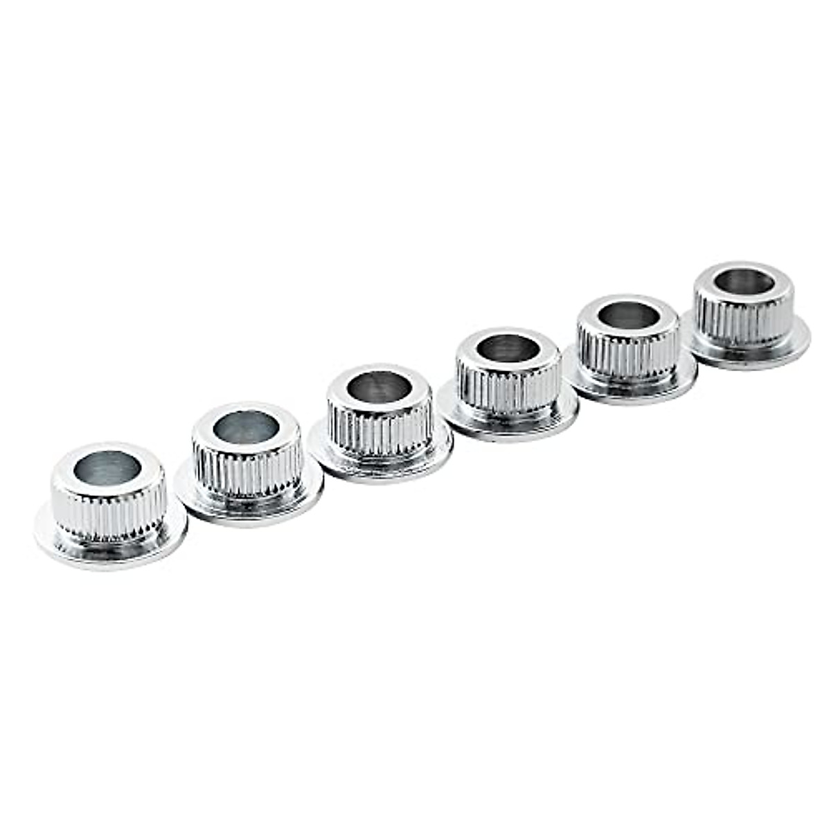 Musiclily Pro 6mm to 10mm Vintage to Modern Sized Guitar Tuner Conversion Bushings Tuning Pegs Adapter Ferrules, Chrome (Set of 6)