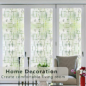 Finnez Frosted Window Film Non-Adhesive, Frosting Privacy Film for Glass Windows, Self Static-Cling Decorative Window Cling for Home Office UV Protection Cross Pattern 17.5 x 78.7 inches