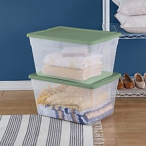 Sterilite Stackable 56 Quart Storage Tote Organizing Home and Office Containers with Secure Latching Lid and Built In Handles, (8 Pack)