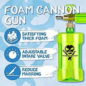 Pilot/Bully Voodoo Ride VR77FC Power Pressure Washer Foam Cannon Gun with Adjustable Sprayer and Soap Intake Valve for High Pressure Washing | 32oz Fluid Bottle, 1/4" Quick Connect, Soap Control Knob