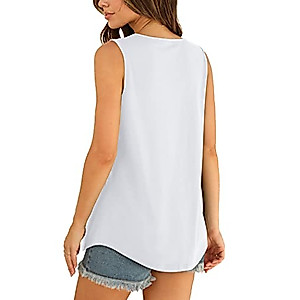 Aokosor Sleeveless Tops for Women Square Neck Flowy Tank Tops Loose Fit White L