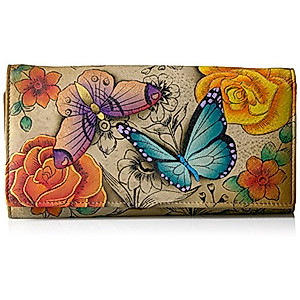 Anna by Anuschka womens Leather 1860 Wallet, trifold, Floral Paradise Tan, 4 x 7.5 US