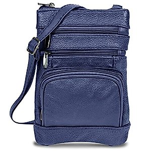 Krediz Genuine Leather Cross Body Handbag- Multi Pocket Women’s Purses with Adjustable Strap-Travel Ladies Shoulder Bags