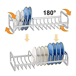 Small Dish Drying Rack, Aluminum Dish Rack with Utensil Holder, Anti-rust Dish Racks for Kitchen Counter Multifunctional Dish Drainer with Drainboard, Drying Rack for Dishes, Knives, Spoons, and Forks