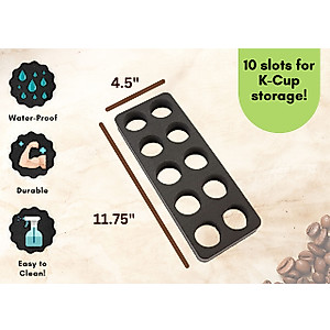 Polar Whale Coffee Pod Storage Organizer Tray Drawer Insert for Kitchen Home Office Waterproof 4.5 X 11.75 Inches 10 Slots Compatible with Keurig K-Cup Durable Dark Gray Foam Made In The USA
